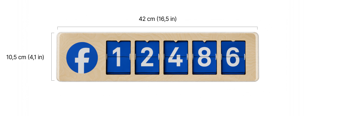 Smiirl. Technical Specs - Facebook Counter, 5 Digits